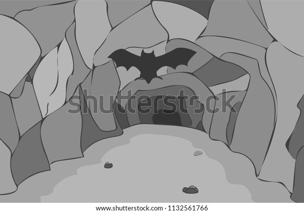 Cave Bat Vector Cartoon Illustration Black Stock Vector (Royalty Free ...
