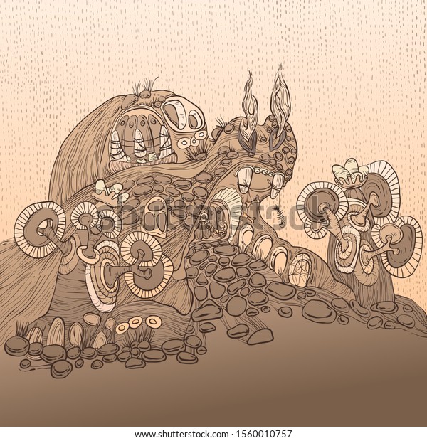 Cave House Vector Illustration Cave Looks Stock Vector (Royalty Free ...