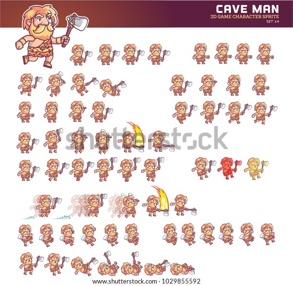 Cave Man Cartoon Game Character Animation Stock Vector (Royalty Free ...