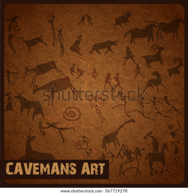 Caveman Art Vector Background Illustration Business Stock Vector ...