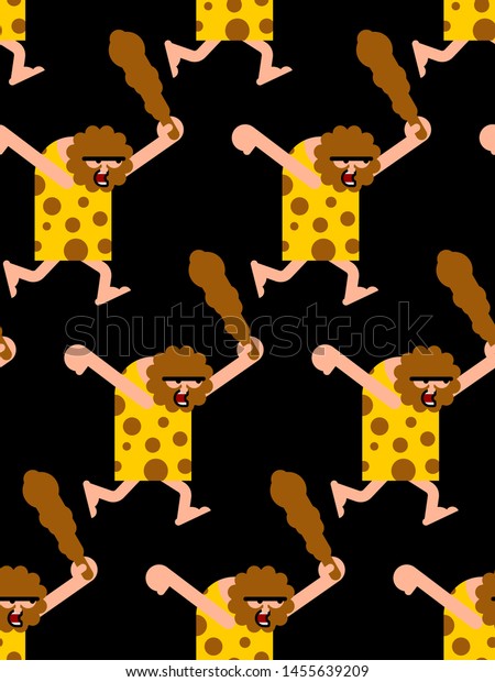 Caveman Pattern Seamless Prehistoric Man Background Stock Vector ...