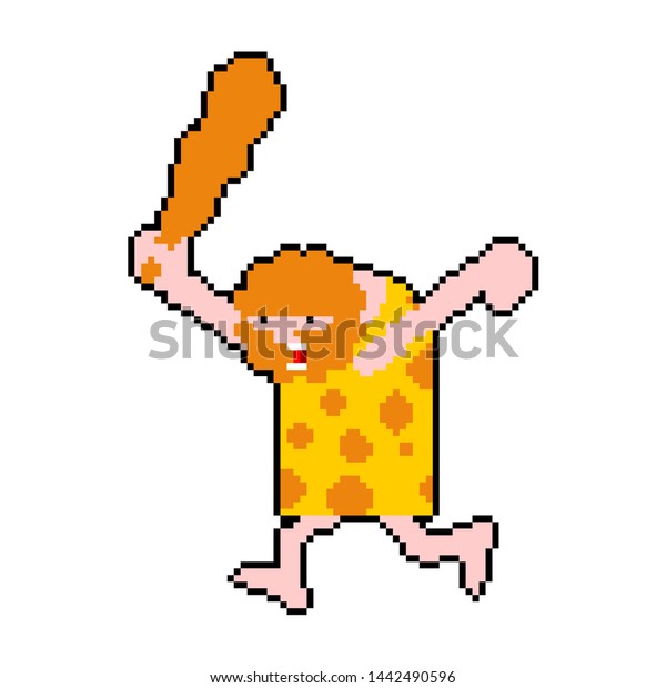 Caveman Pixel Art Isolated Prehistoric Man Stock Vector (Royalty Free ...
