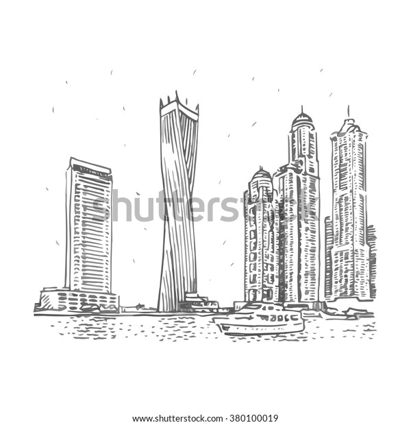 Cayan Tower Known Infinity Tower Modern Stock Vector (Royalty Free ...