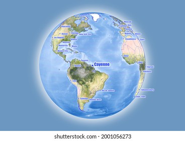 Cayennefrance Shown On Vector Globe Map Stock Vector (Royalty Free ...