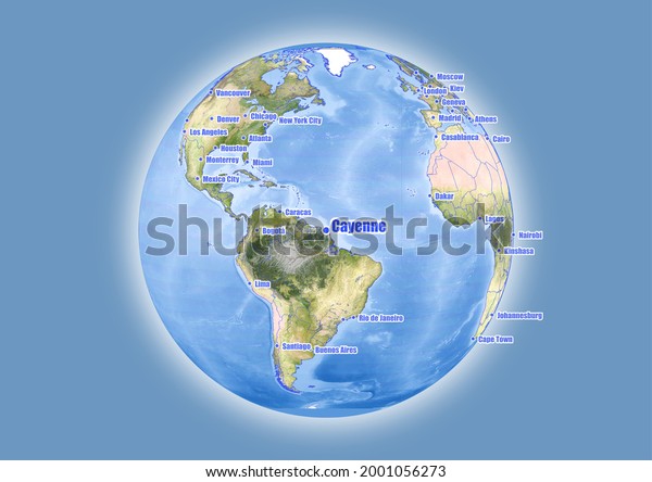 Cayennefrance Shown On Vector Globe Map Stock Vector (Royalty Free ...