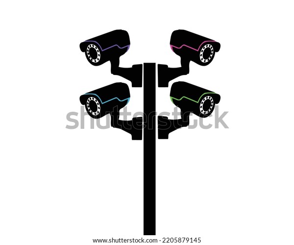 Cctv Black Isolated Icons On White Stock Vector (Royalty Free ...