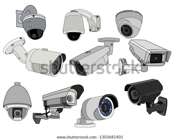 Cctv Camera Appliances Set Stock Vector (Royalty Free) 1303685401 ...