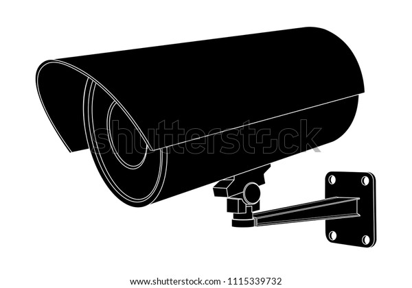 Cctv Camera Black Outline Vector Illustration 库存矢量图（免版税）1115339732 ...