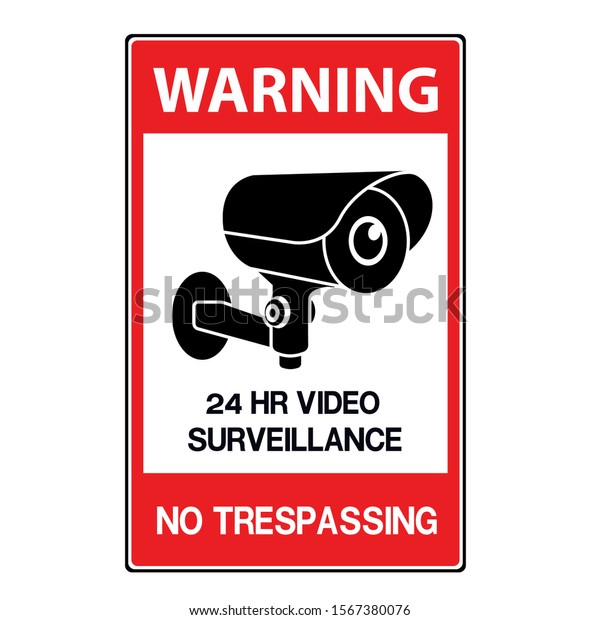 Cctv Camera Black Video Surveillance Signvector Stock Vector (Royalty ...