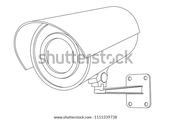 Cctv Camera Outline Vector Illustration Isolated Stock Vector (Royalty ...