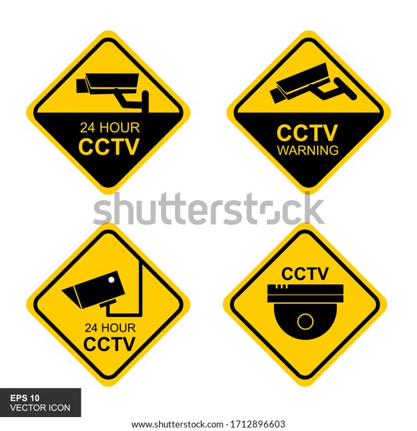 Cctv Label Set Video Surveillance Symbols Stock Vector (Royalty Free ...