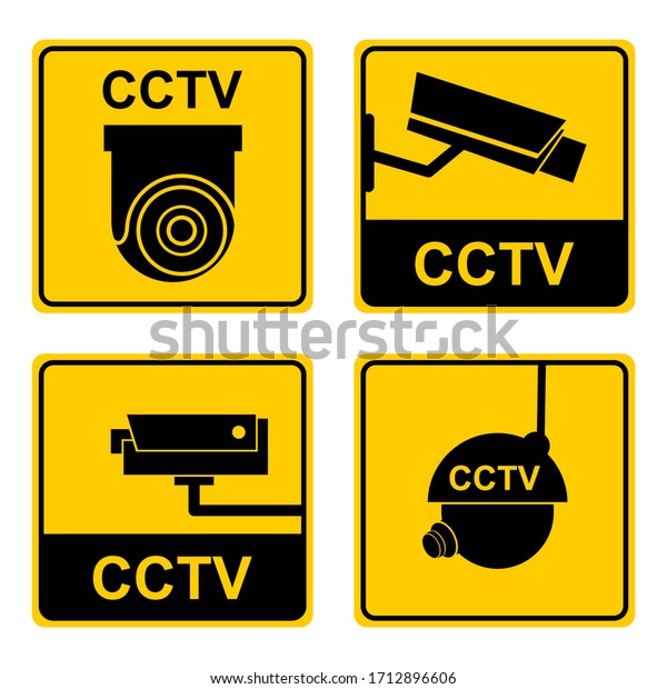Cctv Label Set Video Surveillance Symbols Stock Vector (Royalty Free ...