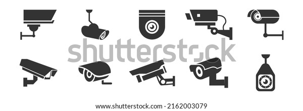Cctv Labels Security Cameras Symbols Security: เวกเตอร์สต็อก (ปลอดค่า ...