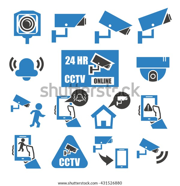 Cctv Online Icon Set Stock Vector (Royalty Free) 431526880
