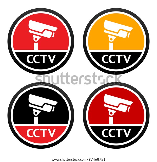 Cctv Pictogram Set Sign Security Camera Stock Vector (Royalty Free ...