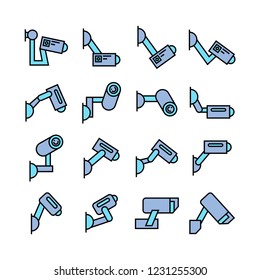 Cctv Security Camera Icons Blue Theme Stock Vector (Royalty Free ...