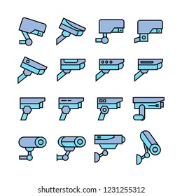 Cctv Security Camera Icons Blue Theme Stock Vector (Royalty Free ...