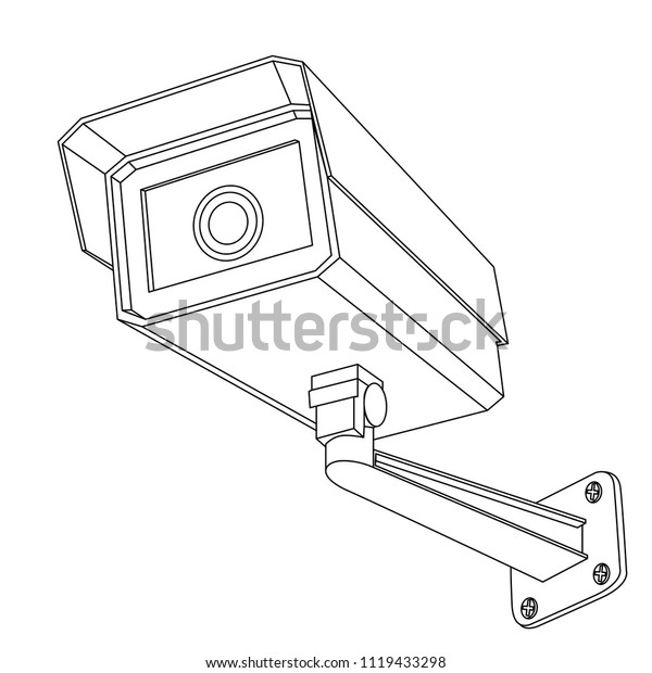 Cctv Security Camera Outline Drawing Vector 스톡 벡터(로열티 프리) 1119433298 ...
