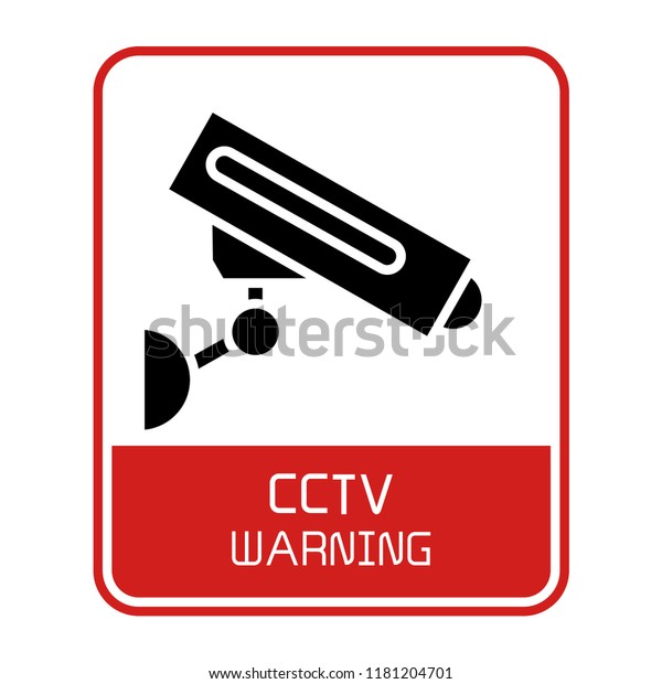 Cctv Warning Sign Label Stock Vector (Royalty Free) 1181204701 ...