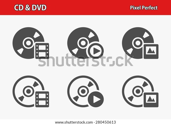 Cd Dvd Icons Professional Pixel Perfect Stock Vector (Royalty Free ...
