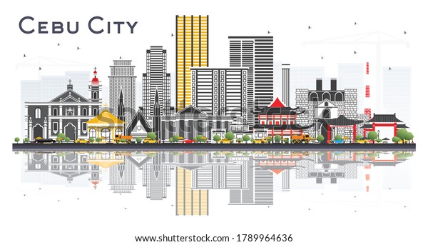 Cebu City Philippines Skyline Gray Buildings Stock Vector (Royalty Free ...