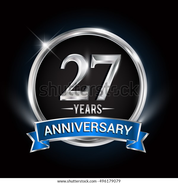 Celebrating 27 Years Anniversary Logo Silver Stock Vector (Royalty Free ...