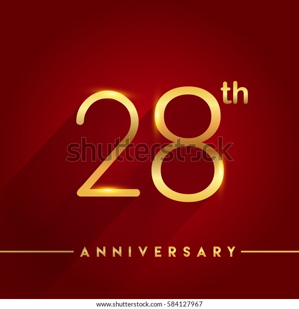 Celebrating 28 Years Anniversary Logotype Golden Stock Vector (Royalty ...