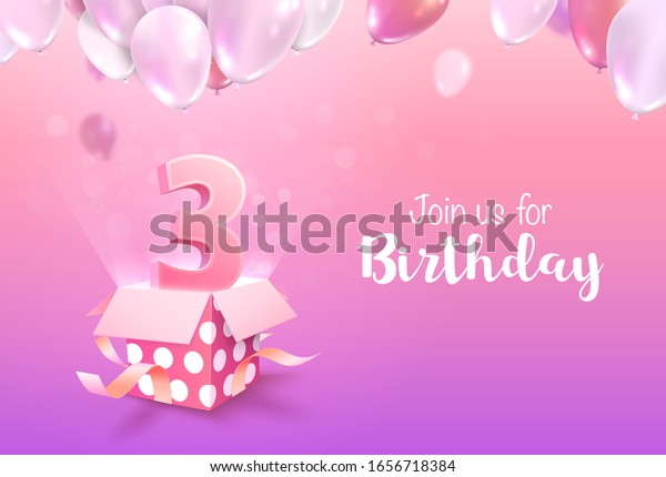 Celebrating 3 Years Birthday Vector 3d Stock Vector (Royalty Free ...