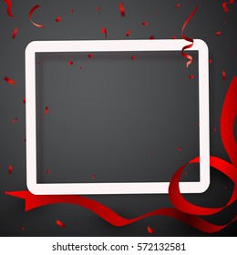 Celebration Background Frame Template Confetti Red Stock Vector ...