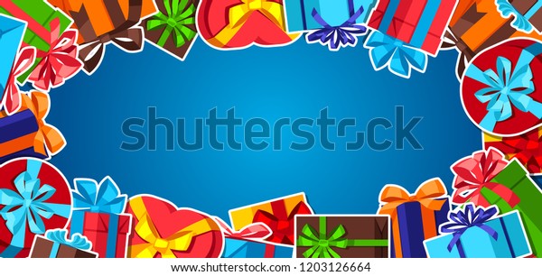Celebration Banner Sticker Gift Boxes Stock Vector (Royalty Free ...