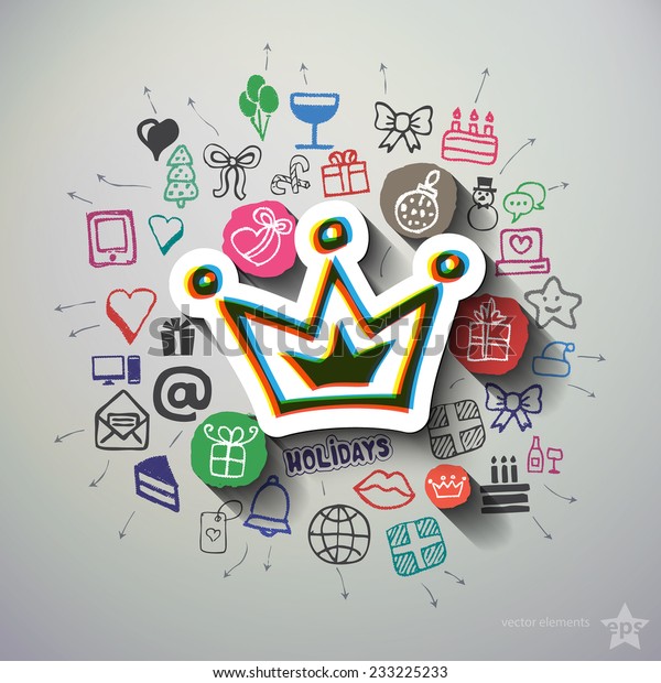 Celebration Collage Icons Background Vector Illustration Stock Vector ...