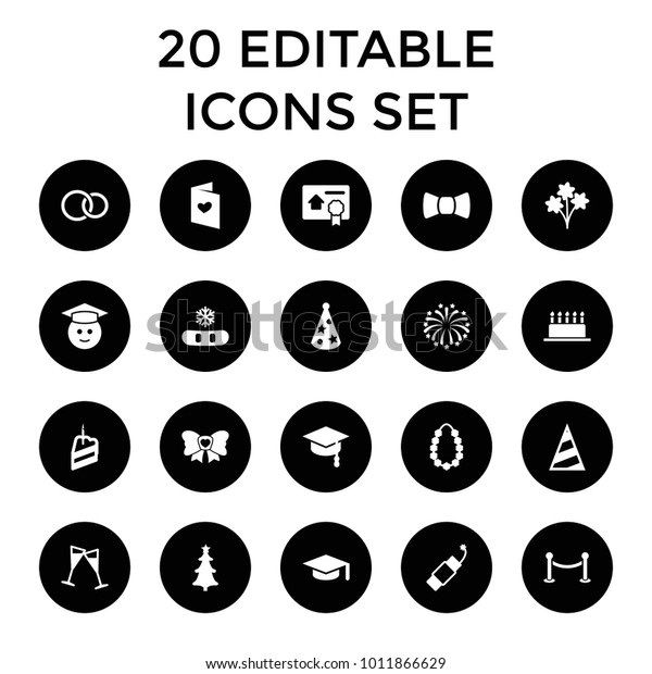 Celebration Icons Set 20 Editable Filled Stock Vector (Royalty Free ...