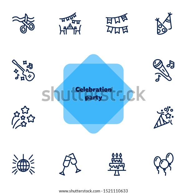 Celebration Party Line Icon Set Ribbon Stock Vector (Royalty Free ...