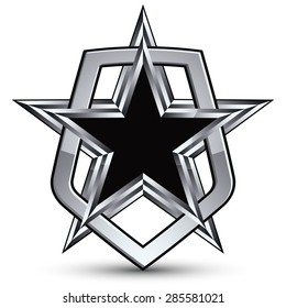 Celebrative Vector Silver Emblem Black Pentagonal Stock Vector (Royalty ...