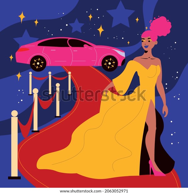 Celebrities Awards Background Posing Symbols Flat Stock Vector (Royalty ...