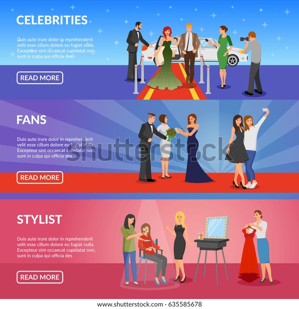 Celebrity Horizontal Banners Set Superstar On Stock Vector (Royalty ...