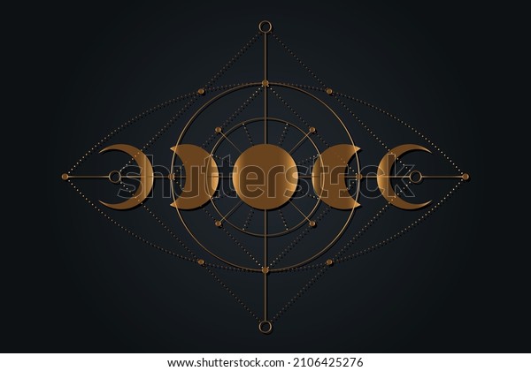Celestial Magic Moon Phases Icons Sacred Stock Vector (Royalty Free ...