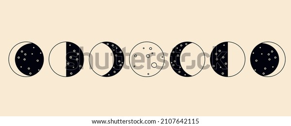 Celestial Moons Outline Collection Mystical Sky Stock Vector (Royalty ...