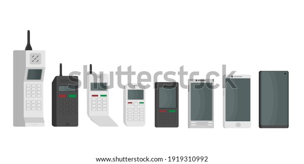 Cell Phone Evolution Illustration Flat Vector Stock Vector (Royalty ...