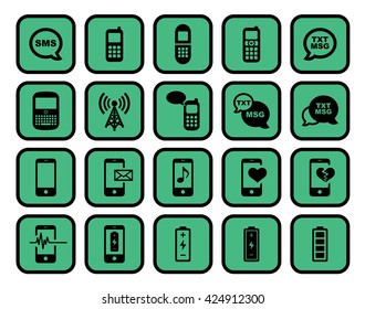 Cell Phone Icon Set Square Icons: เวกเตอร์สต็อก (ปลอดค่าลิขสิทธิ์ ...
