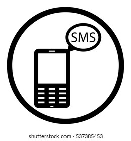 Cell Phone Message Icon Circle On: vector de stock (libre de regalías ...