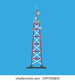 Cell Tower Icon On Blue Background Stock Vector (Royalty Free ...