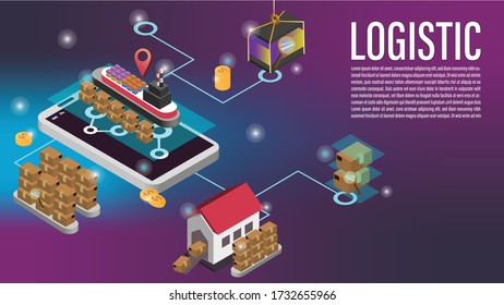 Vektor Stok World 3d Logistic Connection Banner (Tanpa Royalti ...