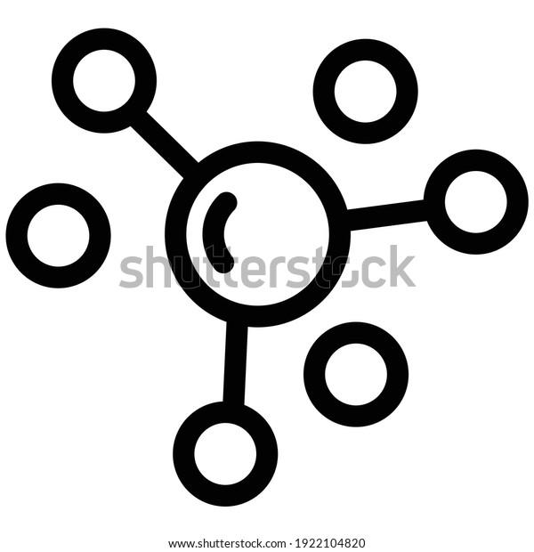 Vektor Stok Cells Line Molecule Symbol Outline Style (Tanpa Royalti ...