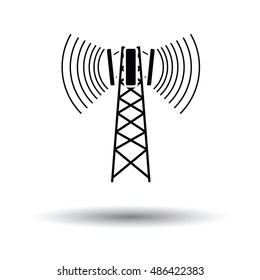 Cellular Broadcasting Antenna Icon White Background Stock Vector ...