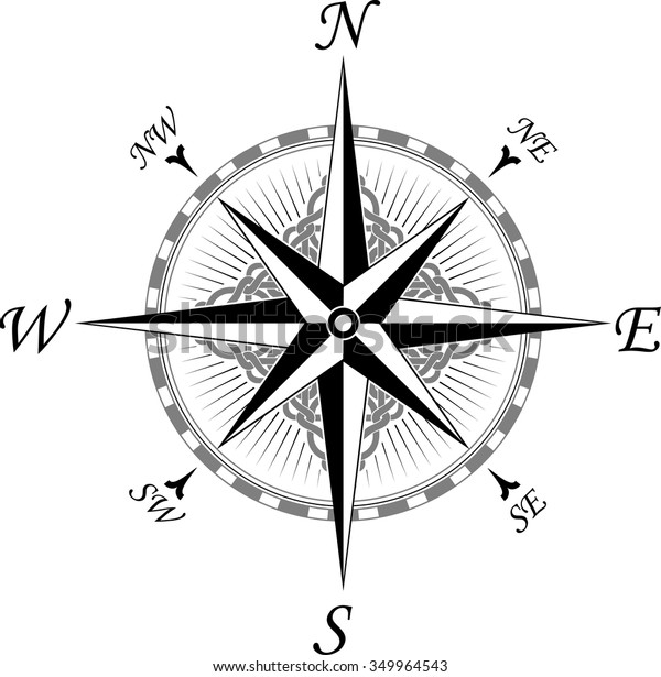 Celtic Compassvintage Style Navigational Compass Against Stock Vector ...