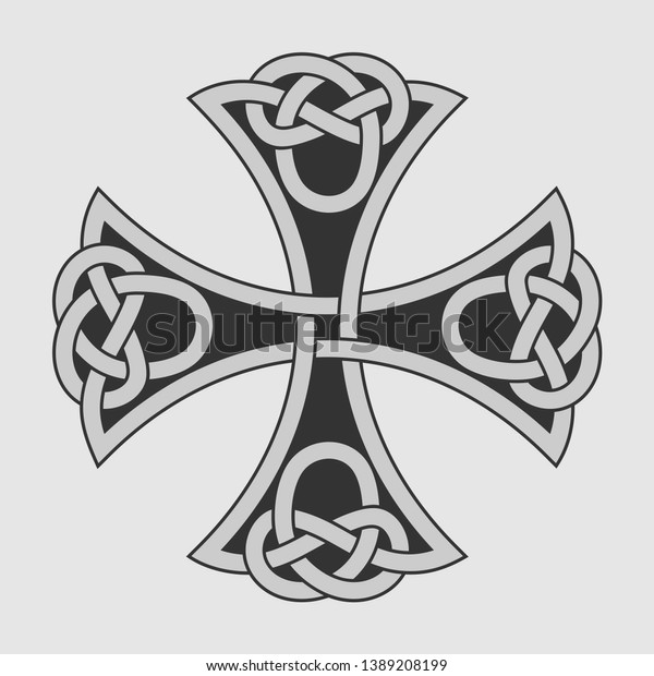 Vektor Stok Celtic Cross Vector Isolated Traditional Ornament (Tanpa ...