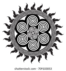 Celtic Design Spiral Celtic Sun Isolated Stock Vector (Royalty Free) 709103053 | Shutterstock