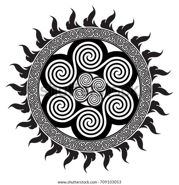 Celtic Design Spiral Celtic Sun Isolated Stock Vector (Royalty Free ...