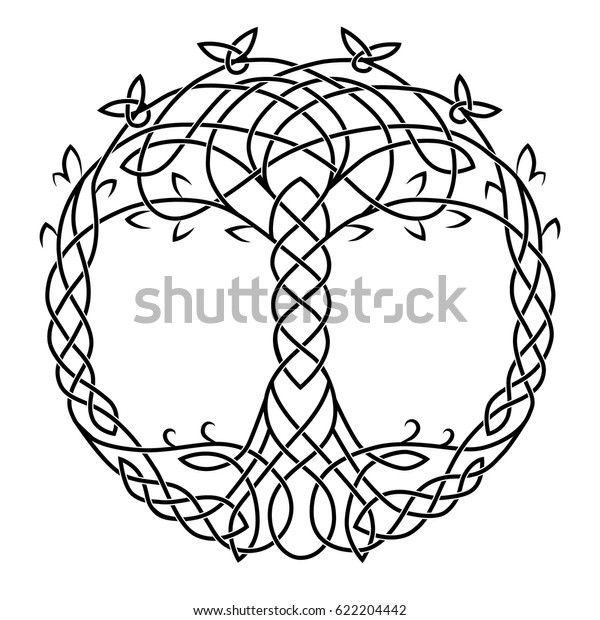 A Celtic drawing is a symbol of the tree of life. Black isolated ...
